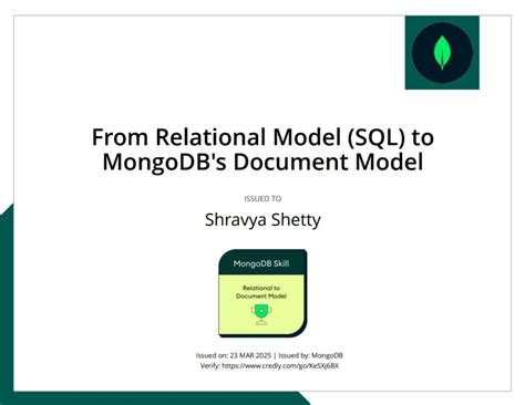 excited to earn the from relational model sql to mongodb s document