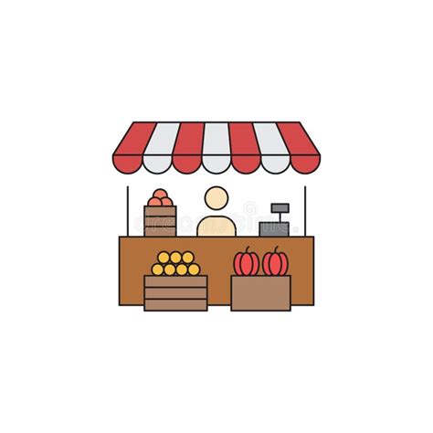 Farmers Market Stall Vector Icon Symbol Isolated On White Background Stock Vector Illustration