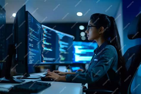 Premium Photo Indian Woman Programmer Writing Code On A Computer