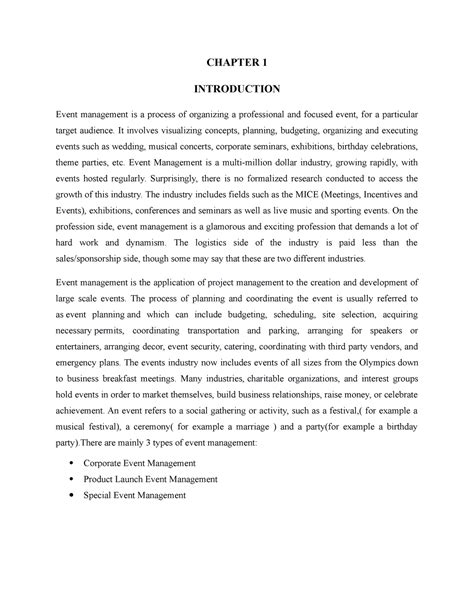 Event Management Project Report Chapter 1 Introduction Event
