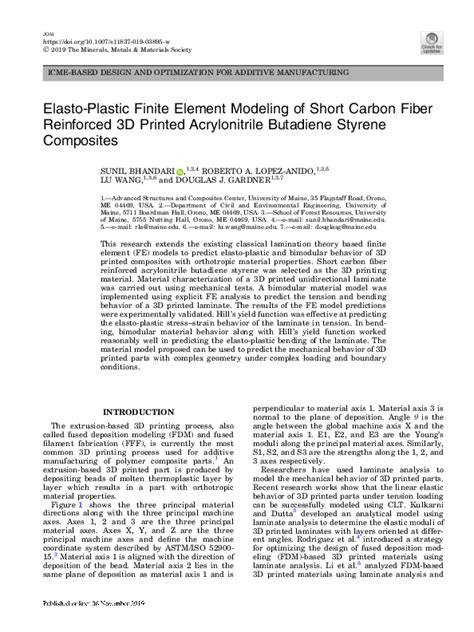 pdf elasto plastic finite element modeling of short carbon fiber