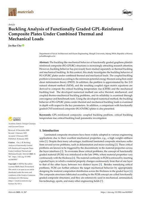 Pdf Buckling Analysis Of Functionally Graded Gpl Reinforced Composite Plates Under Combined