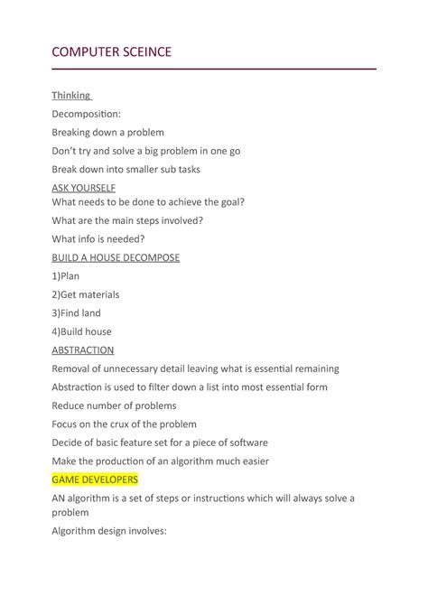 Computer Sceince Dice Coursework Computer Sceince Thinking Decomposition Breaking Down A