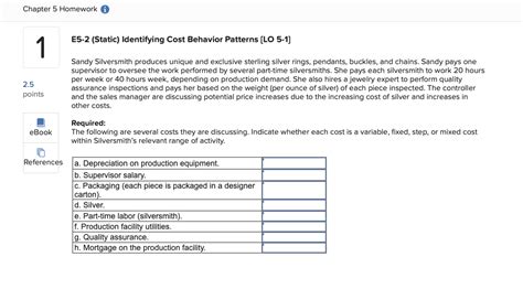 Solved E5 2 Static Identifying Cost Behavior Patterns Lo
