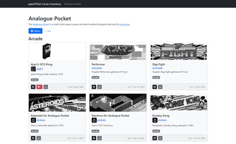 Openfpga Cores Inventory Gallery View Ranaloguepocket