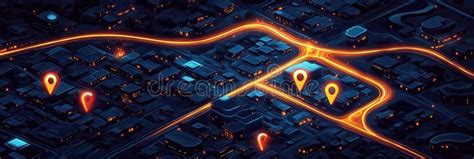 Futuristic Digital City Map Displaying Delivery Routes And Glowing Paths Leading To A