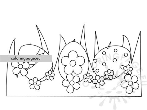 Grass Easter Eggs Coloring Page