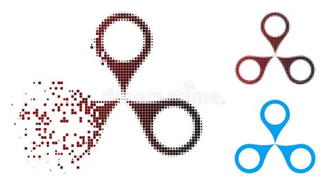 Disintegrating Pixel Halftone Map Markers Icon Stock Vector
