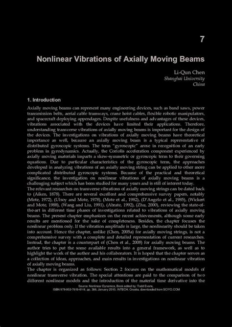 Pdf Nonlinear Vibrations Of Axially Moving Beams Method The Method