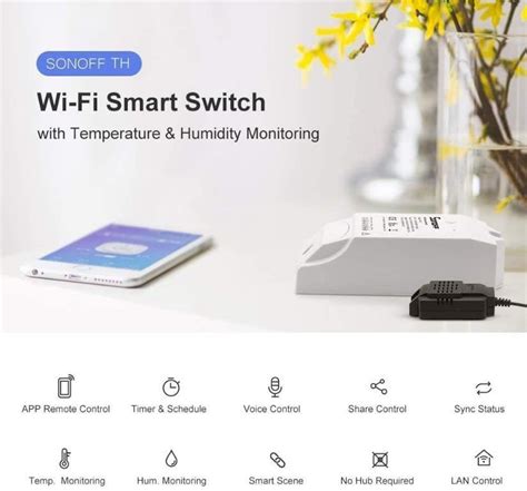 SONOFF TH16 Smart WiFi Switch Monitoring Temperature Humidity With Si7021 Temperature Humidity