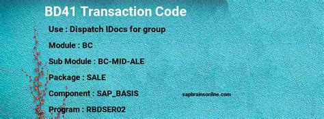 Bd41 Sap Tcode For Dispatch Idocs For Group