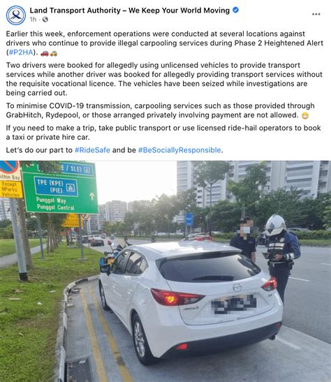 Drivers Provide Illegal Carpooling Services During P2ha Lta Seizes