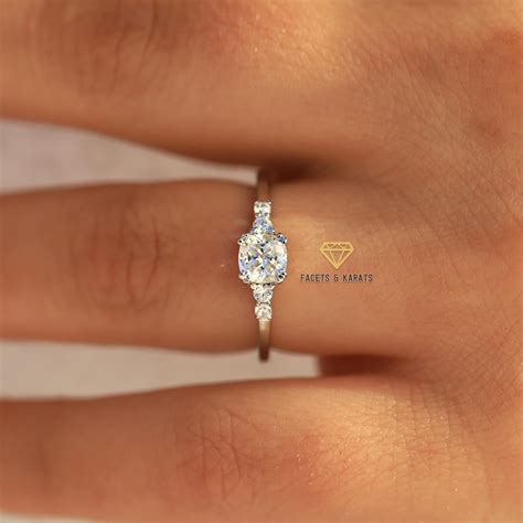 1ct Double Prong Cushion Cut Moissanite Engagement Ring 14k White Gold