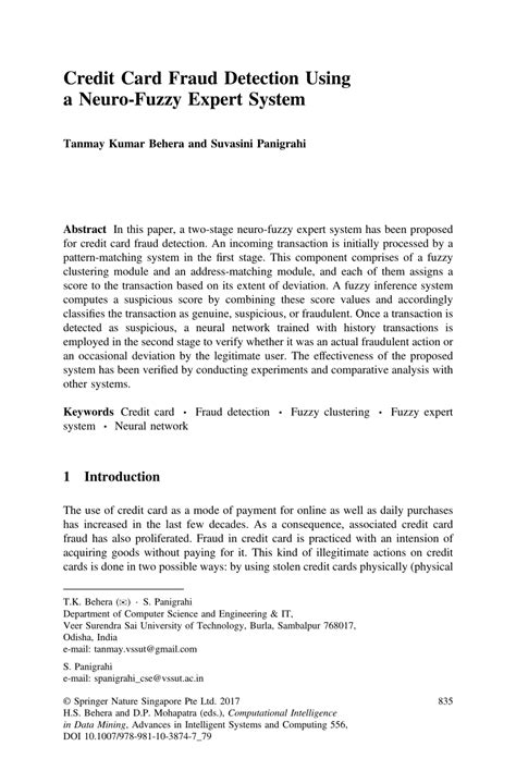 pdf credit card fraud detection using a neuro fuzzy expert system