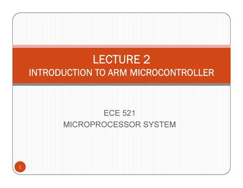 Introduction To Arm Microcontroller Ece 521 Microprocessor System Lecture 2 Introduction To
