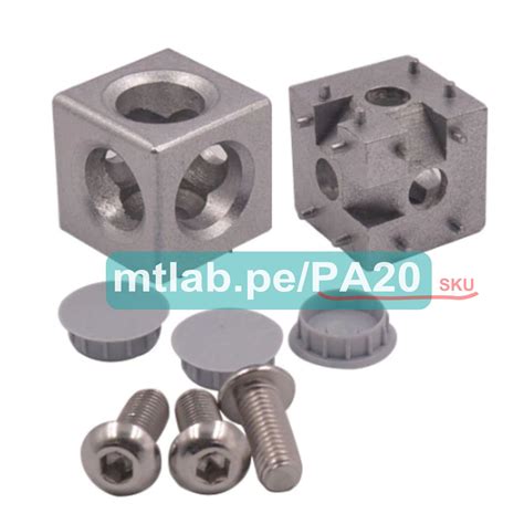 Conector Tridimensional 90 Grados Tipo Bloque Para Perfil 30x30 T Slot