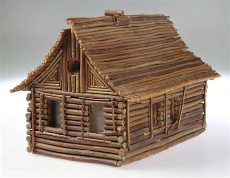 Folk Art Twig Log Cabin Home Bird Houses Diy Bird House Kits Popsicle Stick Houses