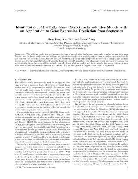 Pdf Identification Of Partially Linear Structure In Additive Models