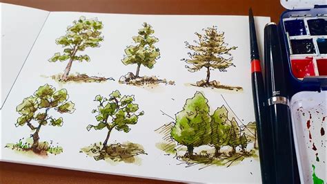 슬프고 힘들 때 펜을 들고 나무를 그려봅니다 어반스케치 나무그리기 Youtube