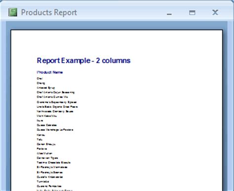 MS Access Create A Column Report
