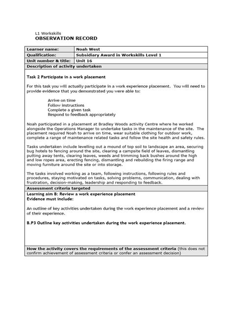 Nw Observation And Witness Statement Pdf Witness Testimony