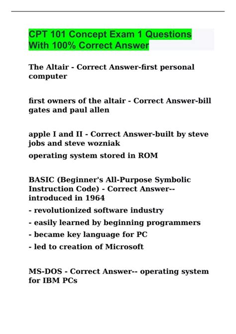 Cpt 101 Concept Exam 1 Questions With 100 Correct Answer 2024 Cpt 101 Concept Stuvia Us