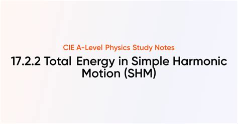Total Energy In Simple Harmonic Motion Shm 1722 Cie A Level