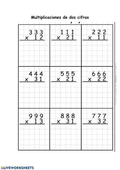 Multiplications With Two Digits Multiplication Exercises For Grade 4