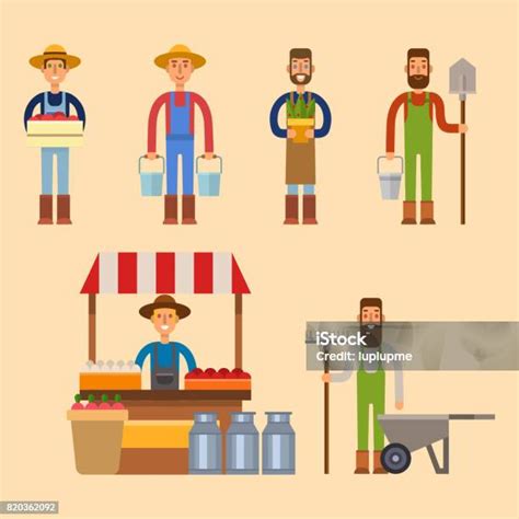 농부 캐릭터 남자 농업 사람 직업 농촌 정원사 작업자 사람들이 벡터 일러스트 레이 션 건강한 생활방식에 대한 스톡 벡터 아트 및 기타 이미지 건강한 생활방식 귀여운