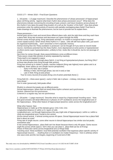 Cogs 177 Cogs177 Final Exam Questions And Answers Cogs 177 Stuvia Us