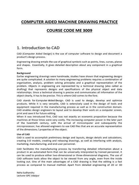 512me3009 Pdf Computer Aided Design Technical Drawing