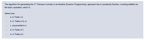 Solved The Algorithm For Generating The Nth Fibonacci Number
