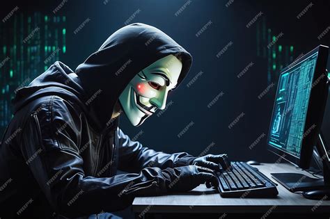 Premium Photo Futuristic Cyber Hacker Operating Under The Guise Of