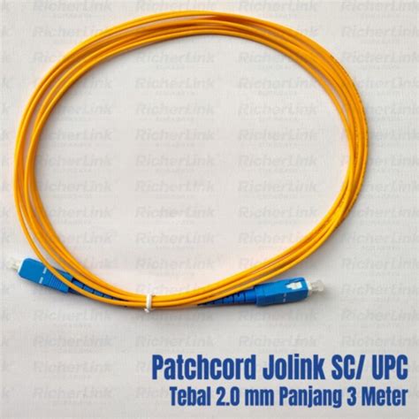Patchcore Fiber Optic Yellow Jolink 2mm 3 Meters Yellow Jolink Patchcord 20mm Shopee