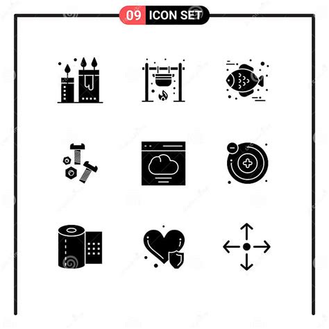 9 Interfaz De Usuario Paquete De Glifos Sólidos De Signos Y Símbolos