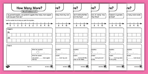 Compare Difference Unknown Word Problems To 10 Twinkl