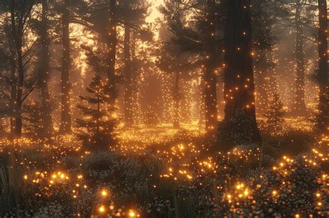 Light Trails In A Forest Glowing Trails Weaving Through A Dark