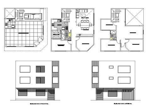 Residential Apartment Structure Detail Plan And Elevation 2d View Autocad File