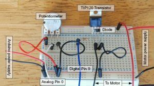 Arduino Motor Control TIP Potentiometer Multiple Supplies