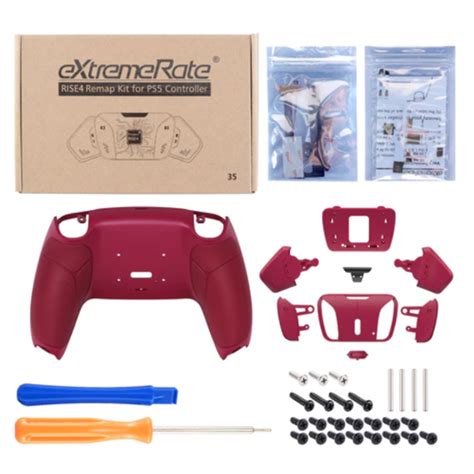Ps5 Dualsense Controller 4x Back Button Mod Kit Rise4 Rubberized Cosmic Red