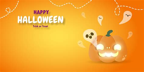 해피 할로윈 트릭 또는 치료 종이 컷 스타일 호박과 유령 재미있는 파티 축하 초대장 배너 템플릿 포스터 배경 벡터 일러스트 레이