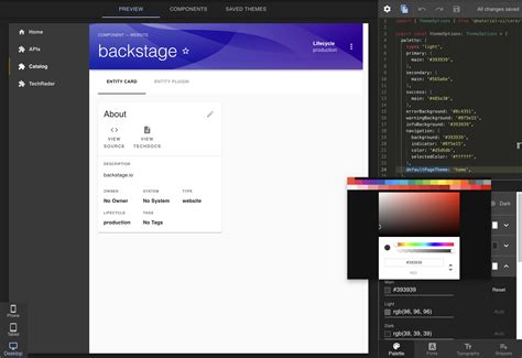 Github Tudi D Backstage Theme Creator Customize The Backstage Material Ui Theme In A Web Ui