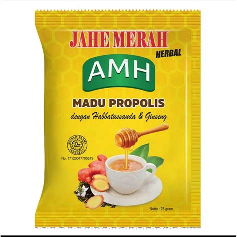 Jual [5 Sachet] Minuman Susu Jahe Merah Amh Plus Ginseng Habbatussauda Susu Jahe Madu Propolis