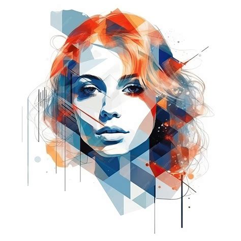 Premium Vector Geometric Vector Vector Portrait Woman On White Backgro