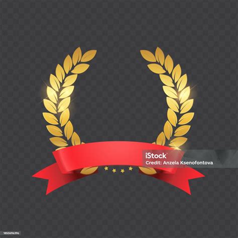 벡터 골드 월계관 화 환 빨간 리본 황금 수상 프레임 1위 메달 월계관 아이콘 우승자 엠블럼 벡터 일러스트 레이 션 Eps10 원형에 대한 스톡 벡터 아트 및 기타 이미지