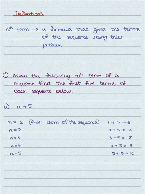 Generating A Sequence And Finding The Nth Term Pdf
