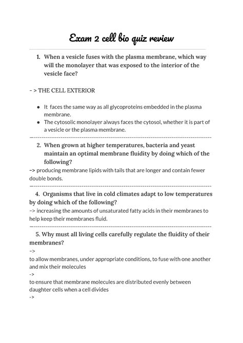 Exam 2 Cell Bio Quiz Review Exa 2 Cel Bi Qui Revie When A Vesicle Fuses With The Plasma