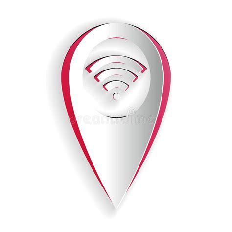 Paper Cut Pointer Map With Wifi Internet Signal Connection Icon