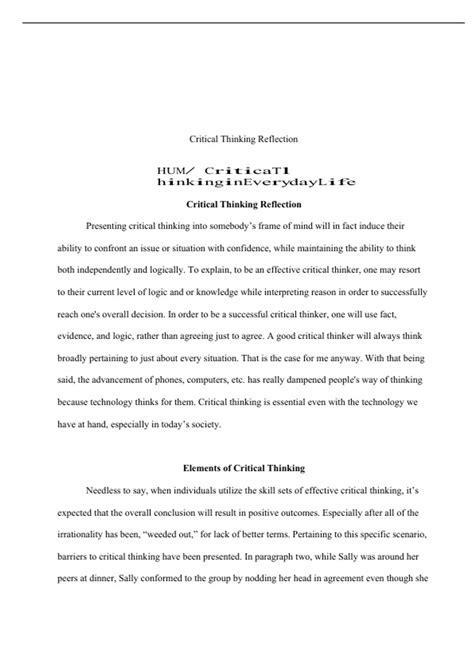 Summary Completed Hum115 V10 Wk5 Reflection Template Docx ECO 301