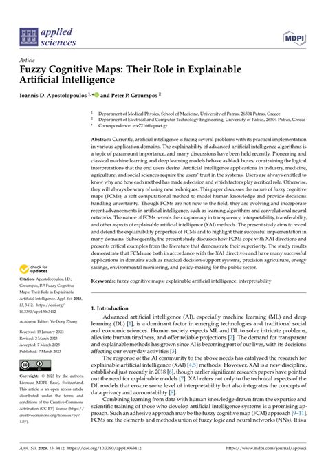 Pdf Fuzzy Cognitive Maps Their Role In Explainable Artificial Intelligence